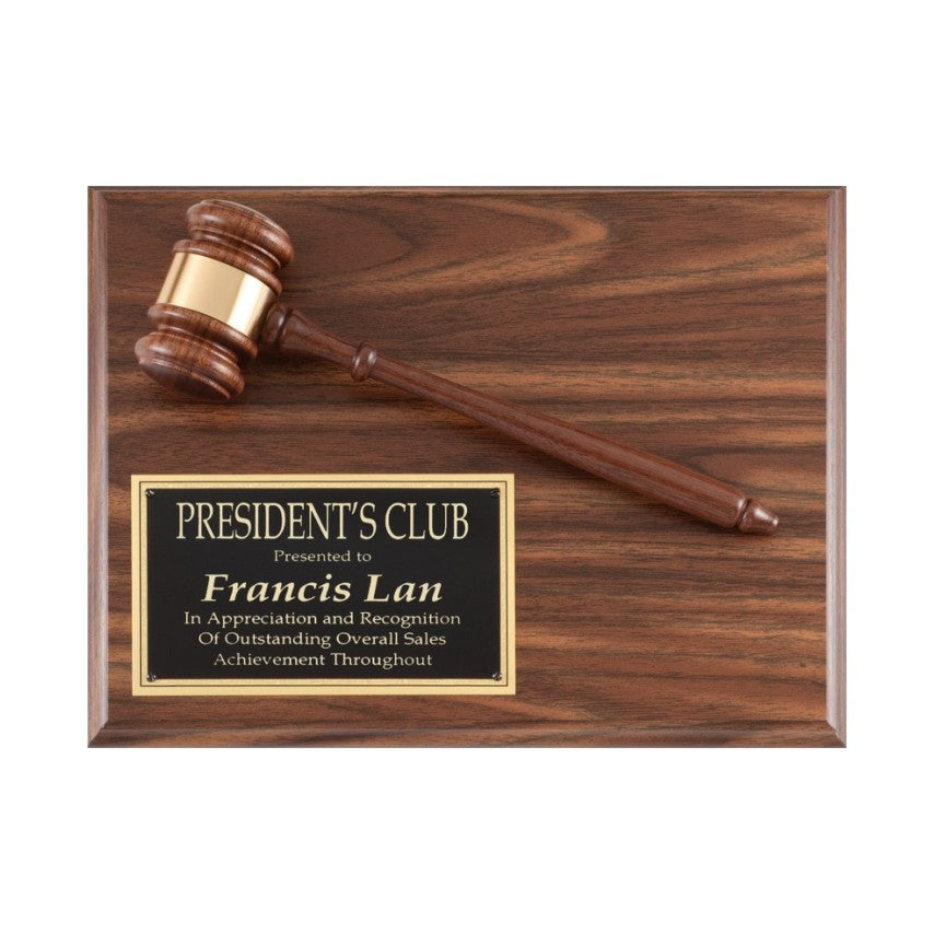 WALNUT GAVEL PLAQUE | Lazer Ladies