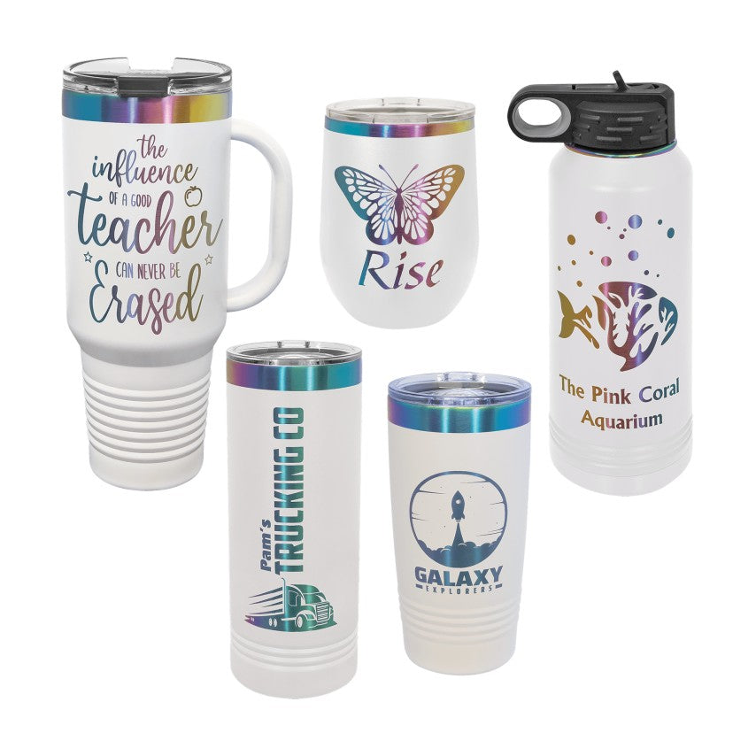WHITE/PRISM ION-PLATED DRINKWARE | Lazer Ladies