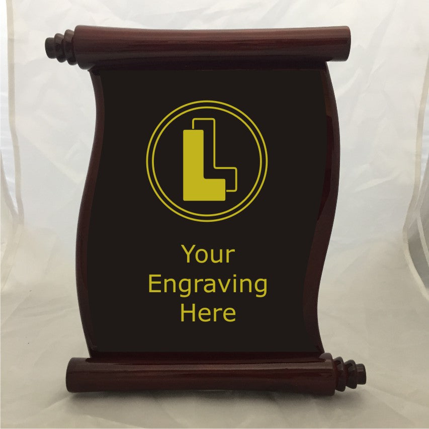 Piano Finish Scroll Plaque - Clearance | Lazer Ladies